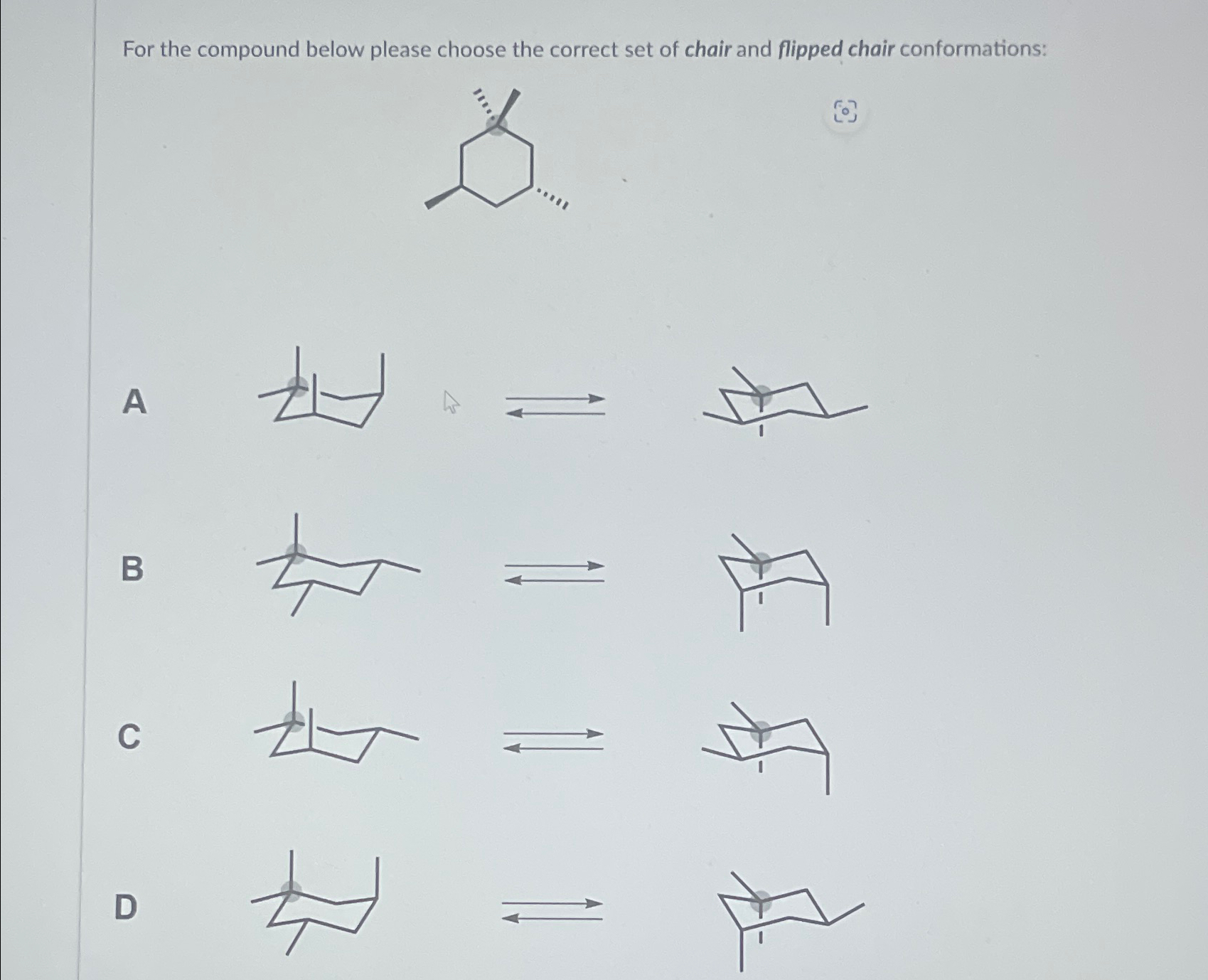 Solved For the compound below please choose the correct set | Chegg.com
