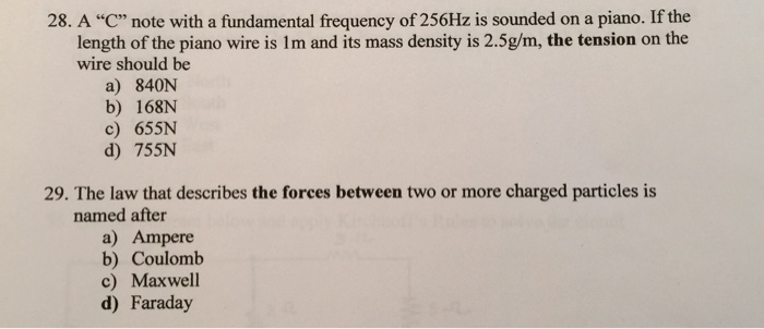 Solved 28. A “C” note with a fundamental frequency of 256Hz | Chegg.com