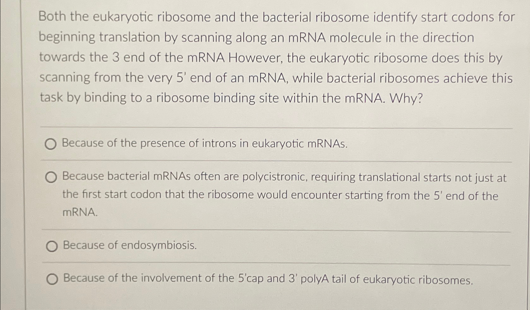 Solved Both the eukaryotic ribosome and the bacterial | Chegg.com