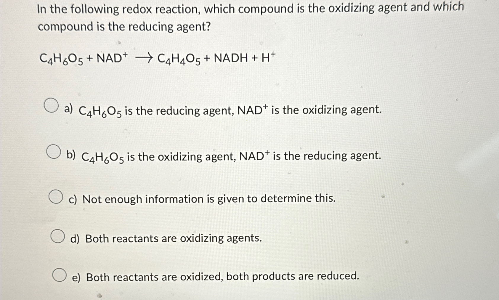 Solved In the following redox reaction, which compound is | Chegg.com