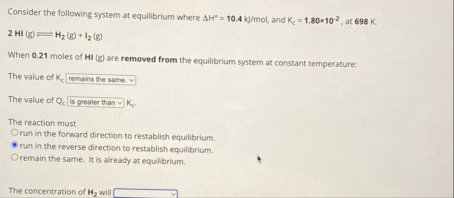 Solved Consider the following system at equilibrium where | Chegg.com