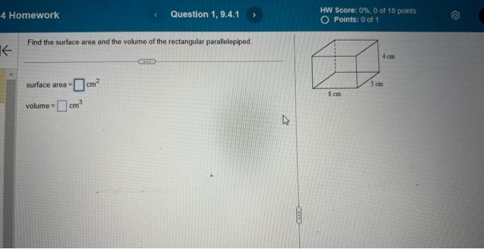 Solved Find the surface area and the volume of the | Chegg.com