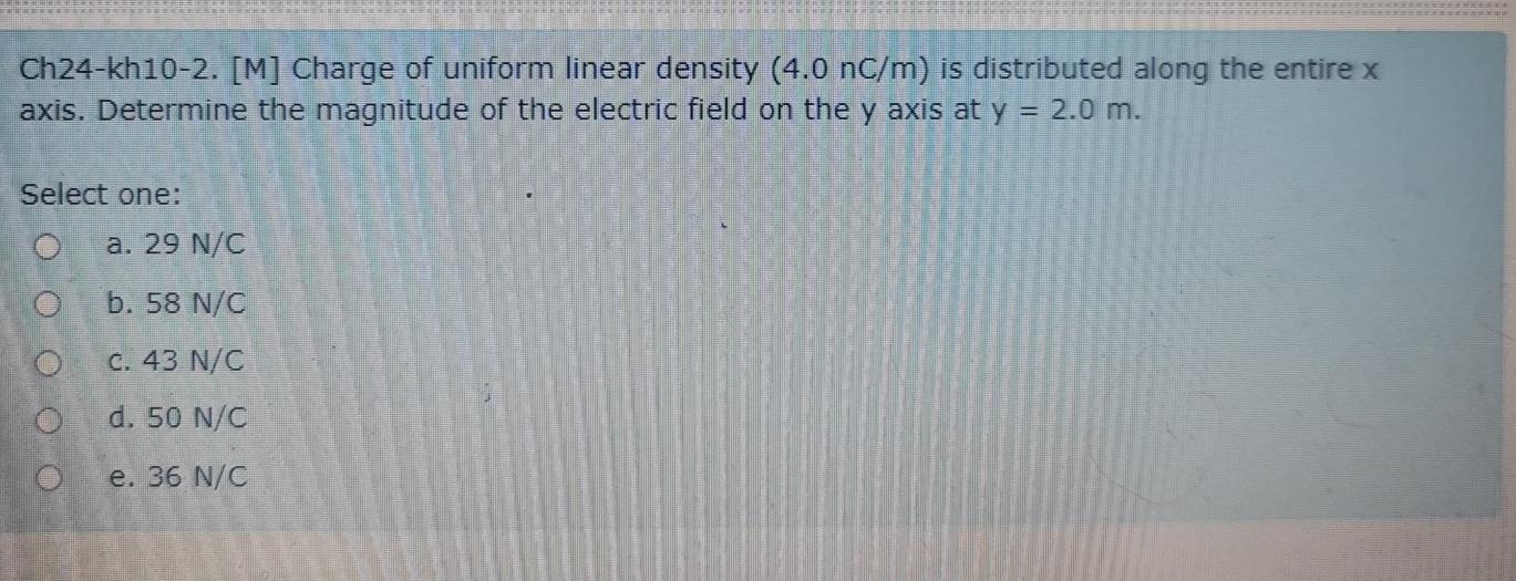 Solved Ch24-kh10-2. [M] Charge of uniform linear density | Chegg.com