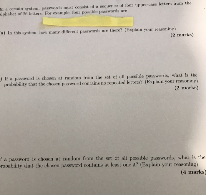Solved In a certain system, passwords must consist of a | Chegg.com