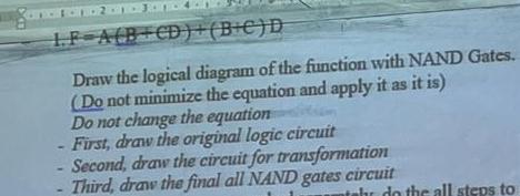 Solved Draw the logical diagram of the function with NAND | Chegg.com