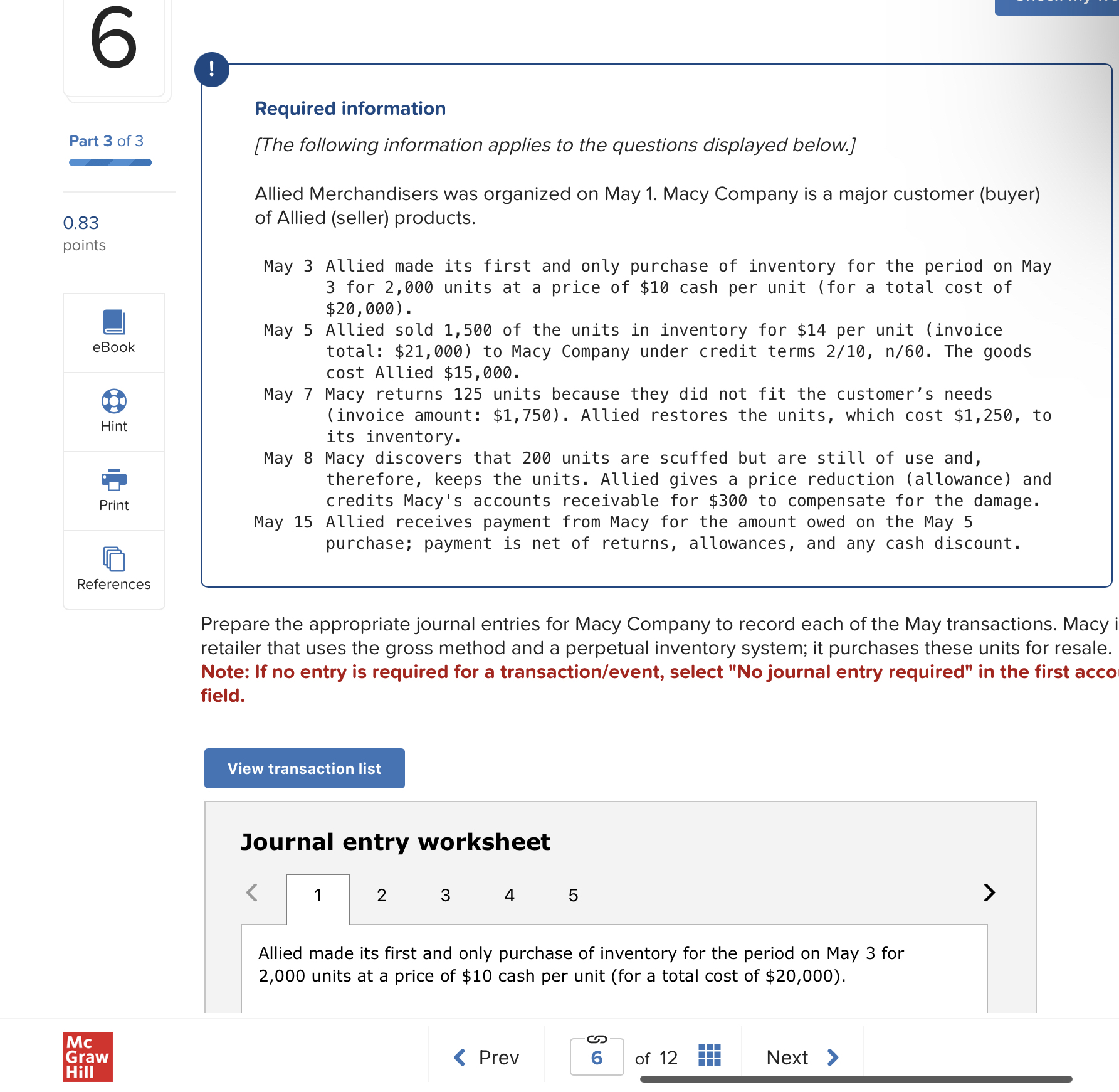 Solved !Required informationPart 3 of | Chegg.com Solved !Required informationPart 3 of | Chegg.com