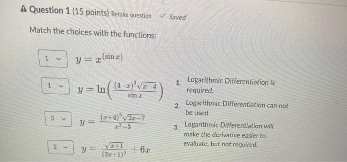Solved Match the choices with the functions: y=x(sinx) | Chegg.com