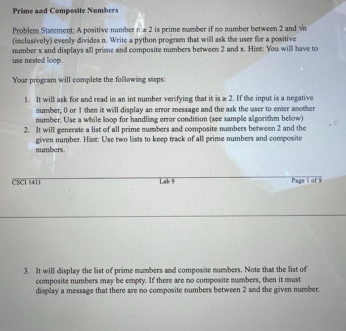 Solved Prime and Composite Numbers Problem Statement: A | Chegg.com