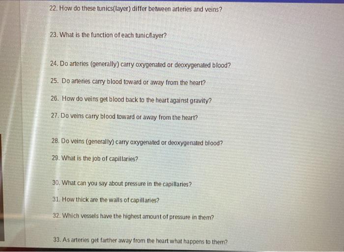 Solved 22. How do these tunics(layer) differ between | Chegg.com