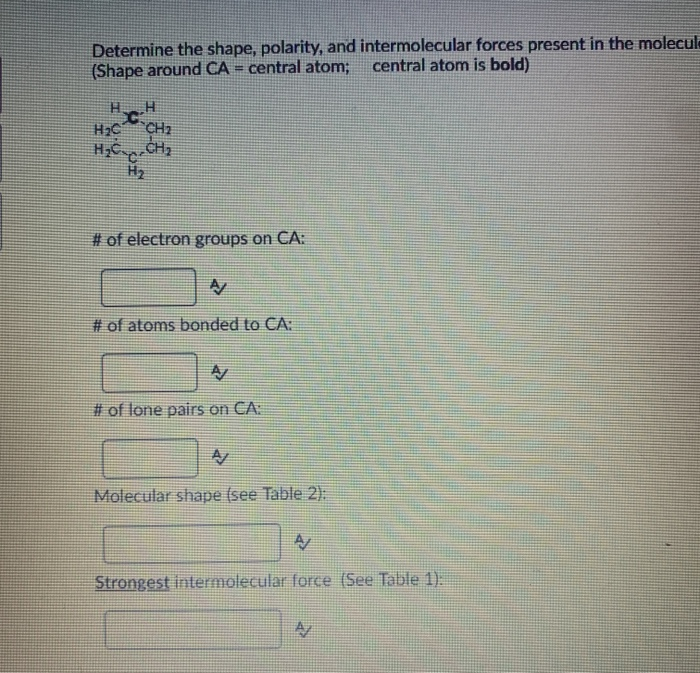 Solved Determine the shape, polarity, and intermolecular | Chegg.com