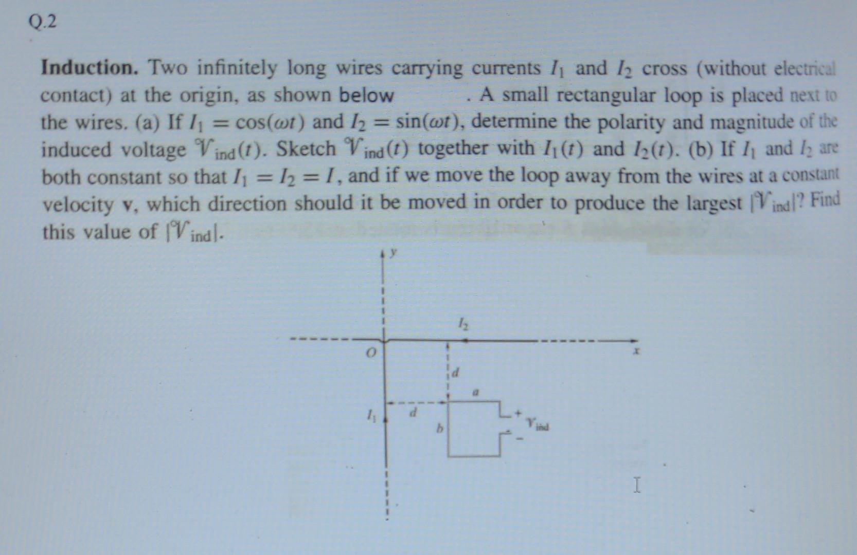 Solved 0.2 Induction. Two infinitely long wires carrying | Chegg.com