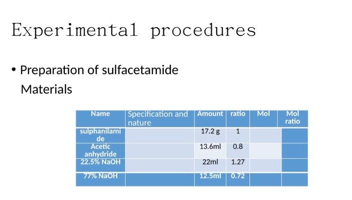 Solved Experiment 3 Synthesis Sulfacetamide Sodium Purpose • | Chegg.com