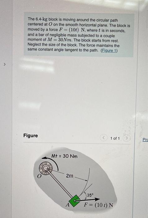 Solved The 6.4−kg block is moving around the circular path | Chegg.com