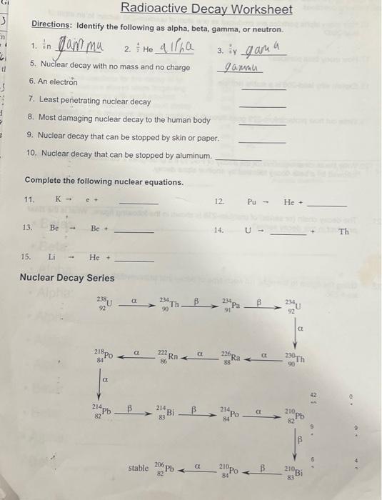 Solved Directions: Identify the following as alpha, beta, | Chegg.com