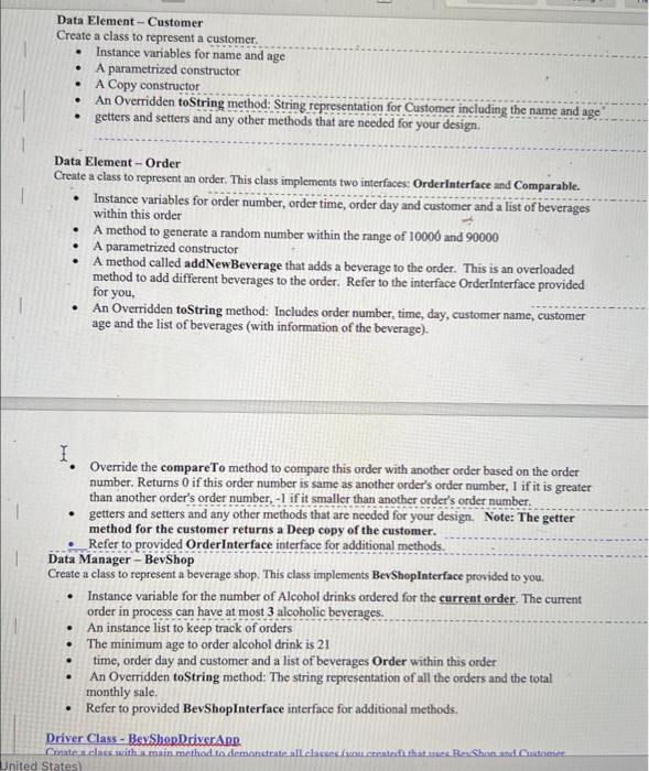 Solved use the Arraylist within the order to hold beverages | Chegg.com
