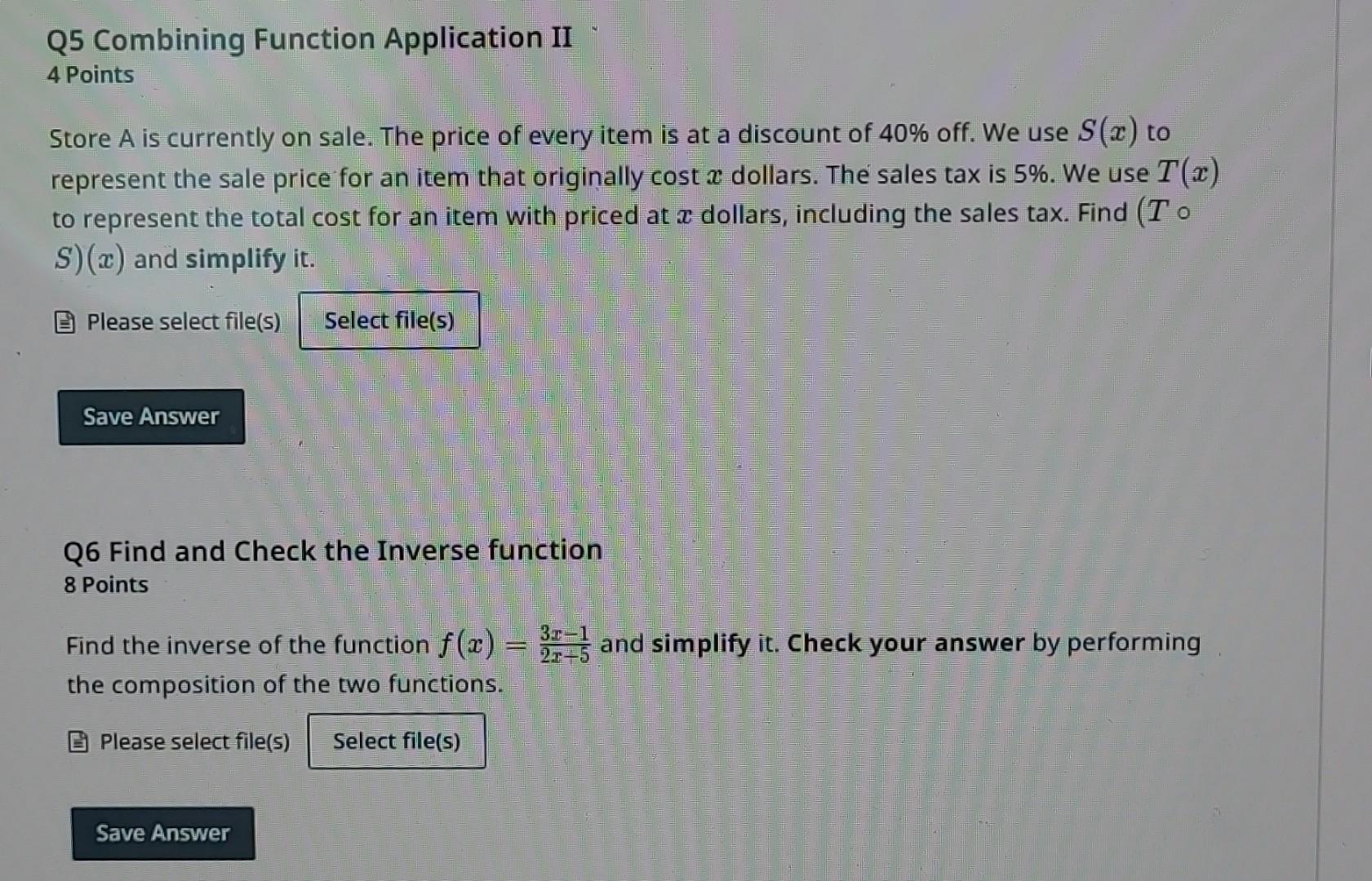Solved Q5 Combining Function Application II 4 Points Store A | Chegg.com