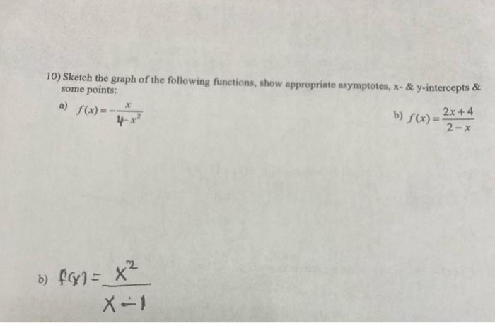 Solved 10) Sketch the graph of the following functions, show | Chegg.com