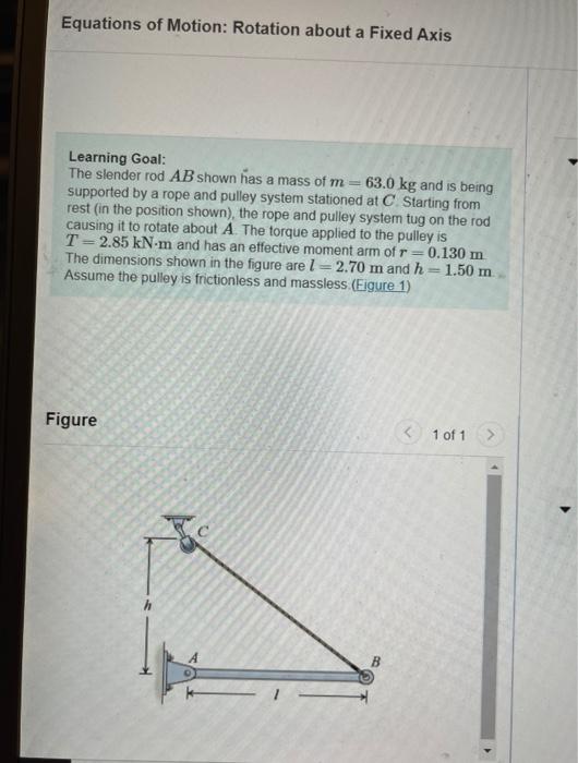 Solved Equations of Motion: Rotation about a Fixed Axis | Chegg.com