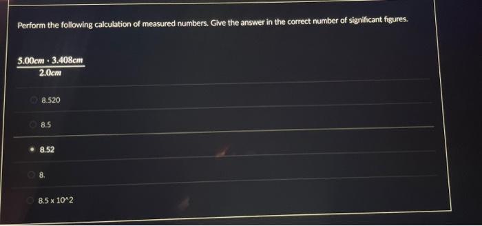 Solved Perform the following calculation of measured | Chegg.com