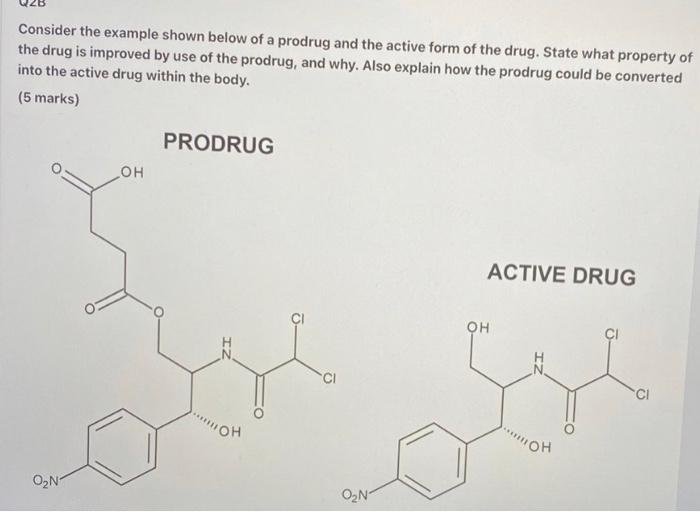 Solved Consider the example shown below of a prodrug and the | Chegg.com