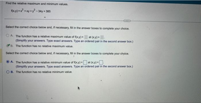 Solved Find the relative maximum and minimum values. | Chegg.com