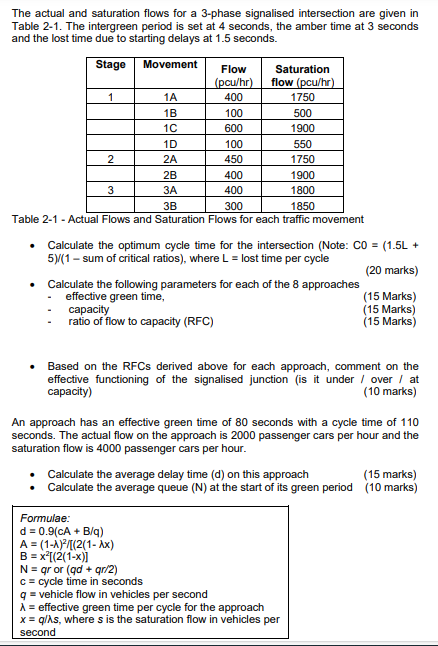 Solved The actual and saturation flows for a 3-phase | Chegg.com