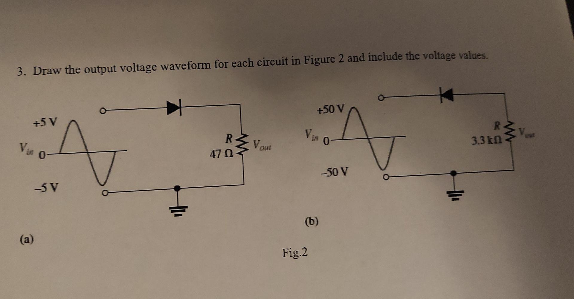 Solved 3. Draw the output voltage waveform for each circuit | Chegg.com