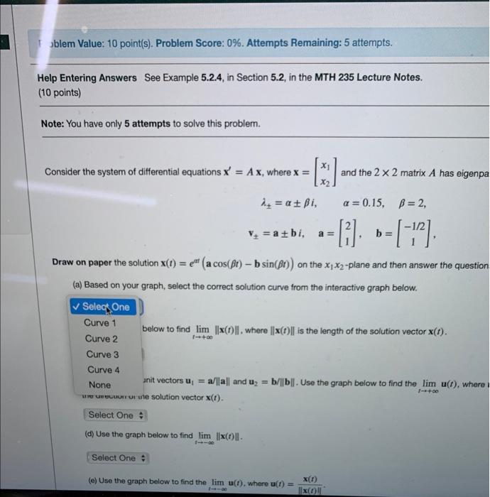 Solved Consider the system of differential equations x′=Ax, | Chegg.com