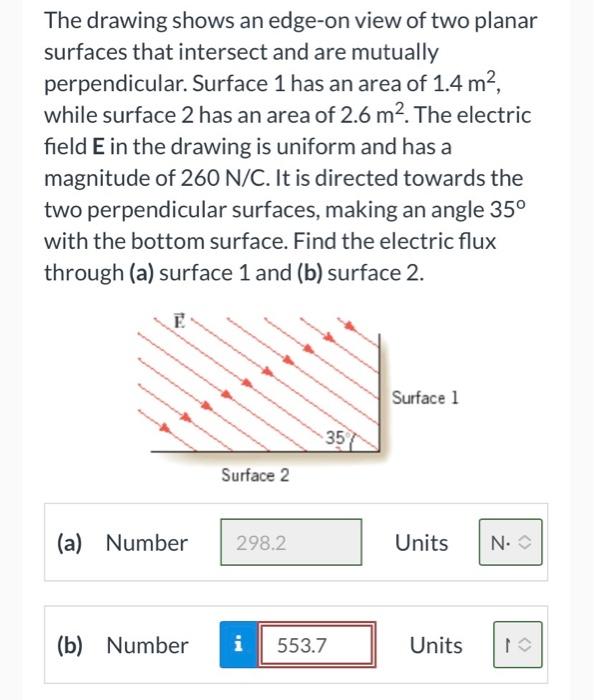 Solved The Drawing Shows An Edge On View Of Two Planar 