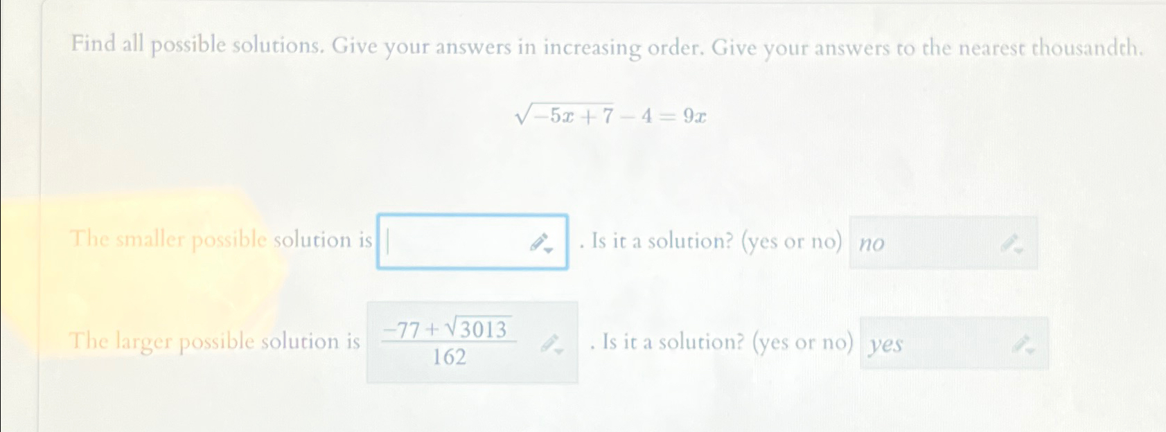 Solved Find all possible solutions. Give your answers in | Chegg.com