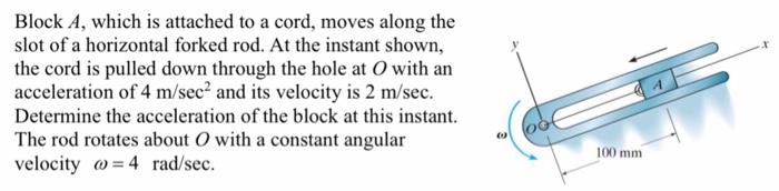 Solved Block A, which is attached to a cord, moves along the | Chegg.com