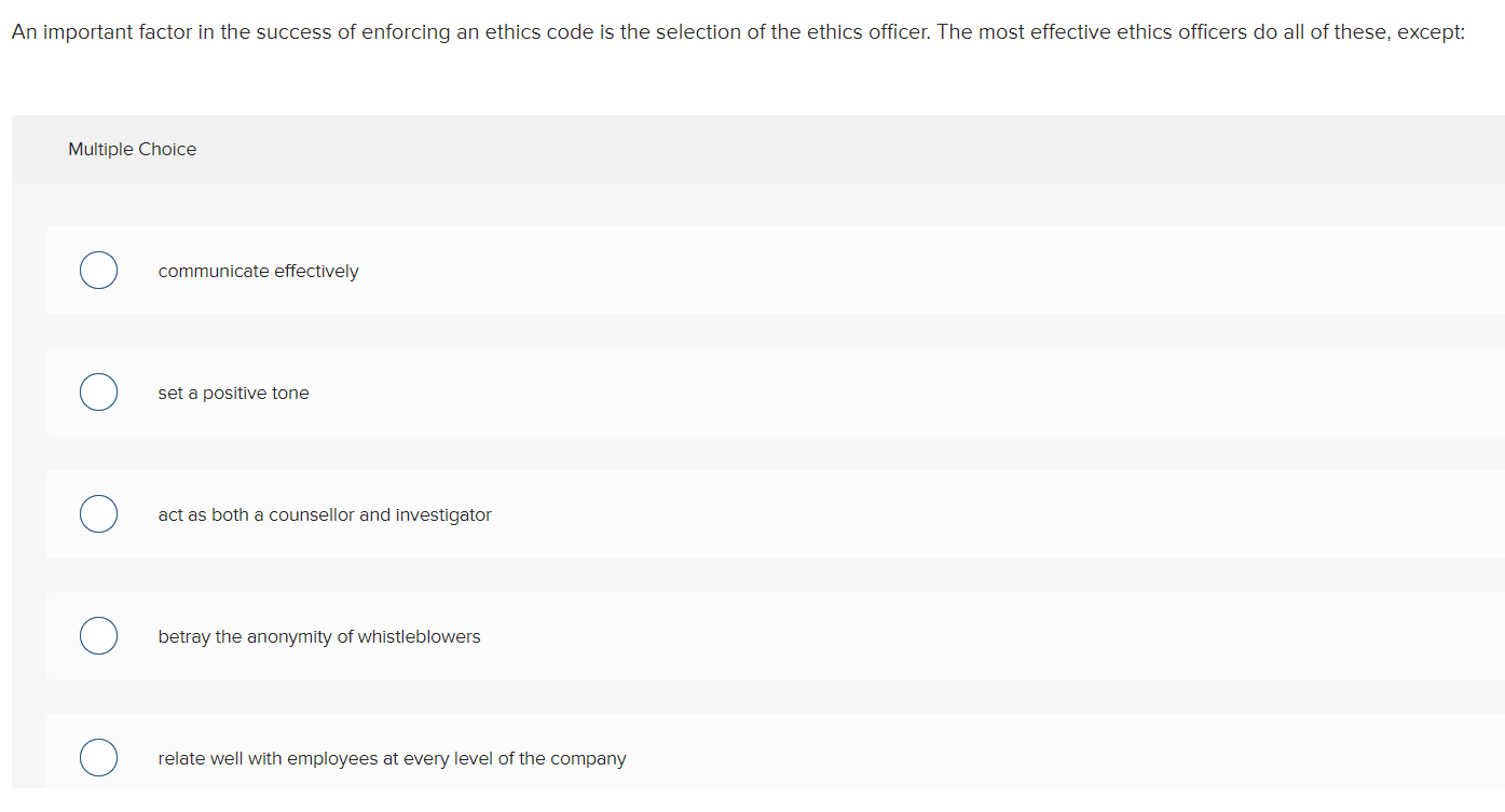 Solved An important factor in the success of enforcing an | Chegg.com