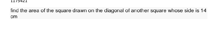 Solved find the area of the square drawn on the diagonal of | Chegg.com