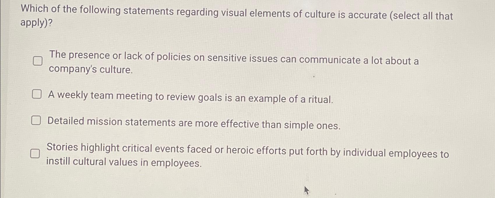 Solved Which of the following statements regarding visual | Chegg.com