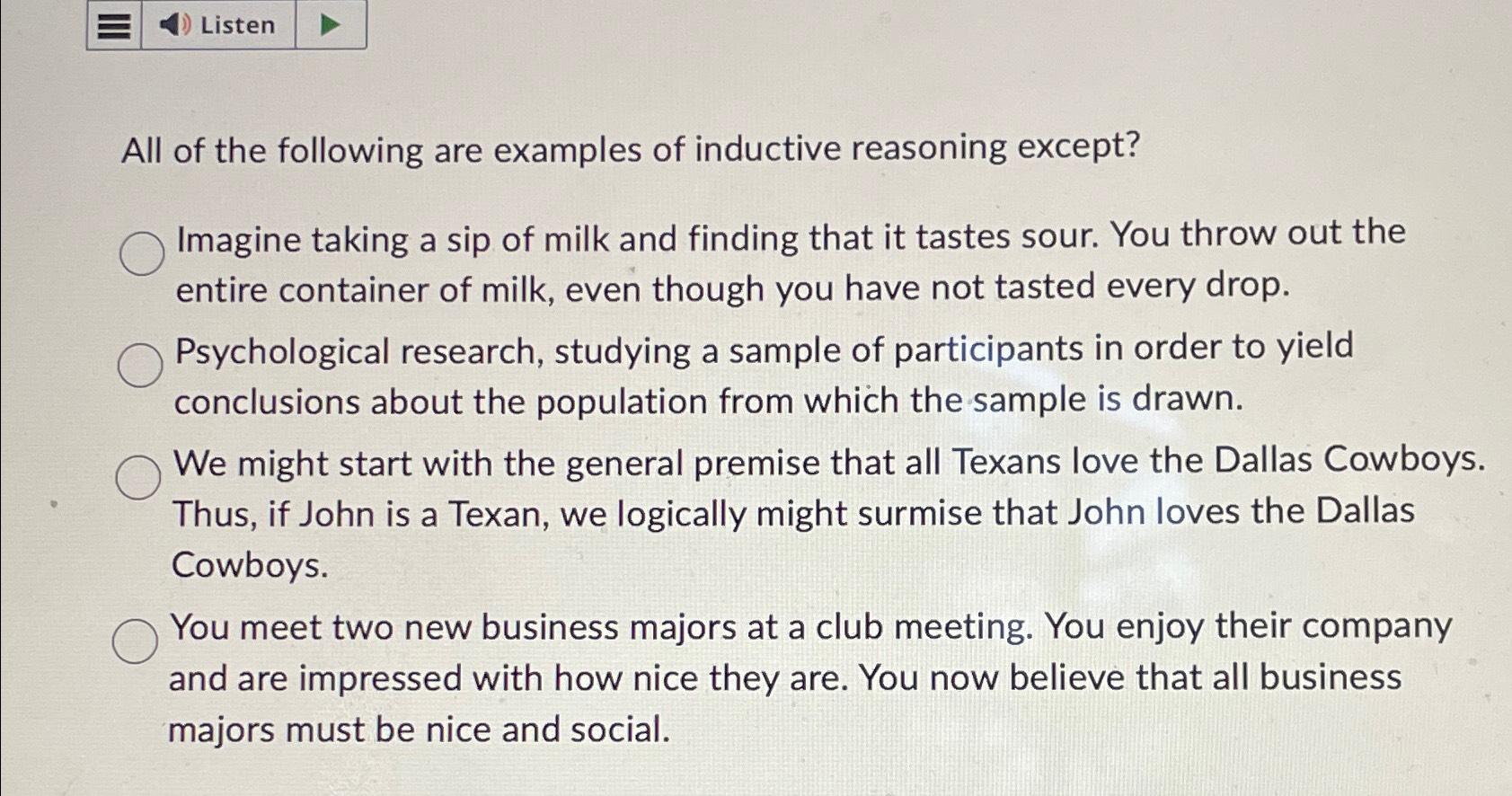 Solved ListenAll of the following are examples of inductive | Chegg.com