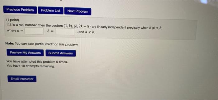 Solved Previous Problem Problern List Next Problem (1 point) | Chegg.com