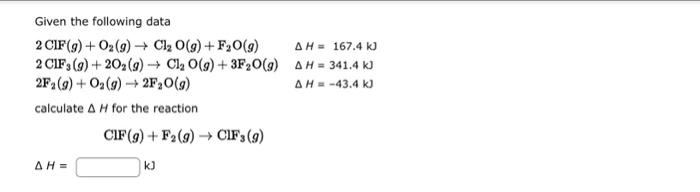 Solved Given the following data | Chegg.com