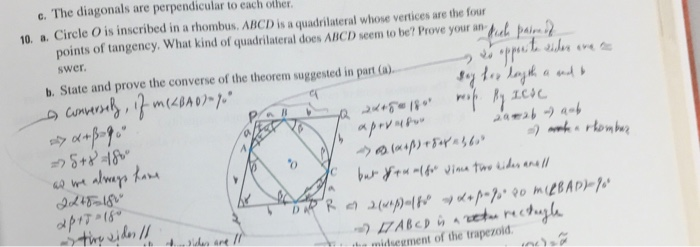 Solved c. The diagonals are perpendicular to each other. 10. | Chegg.com
