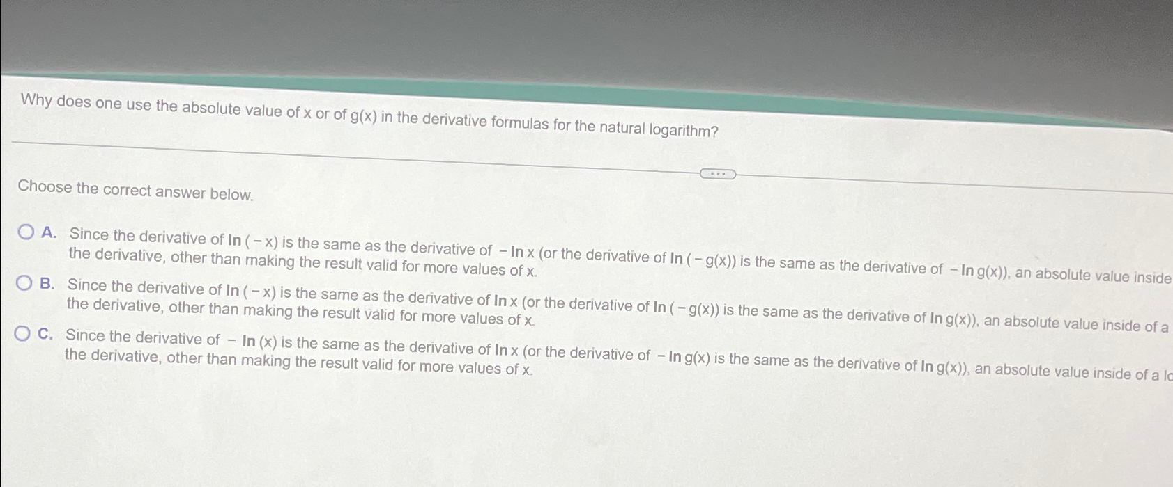 Solved Why does one use the absolute value of x ﻿or of g(x) | Chegg.com