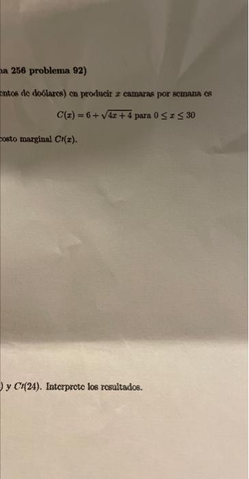 Solved a 256 problema 92 ) entos de doolares) en producir x | Chegg.com