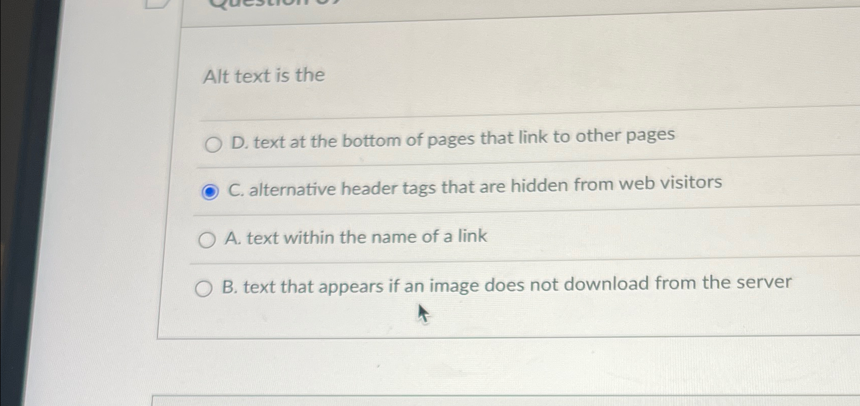 Solved Alt text is theD. ﻿text at the bottom of pages that | Chegg.com