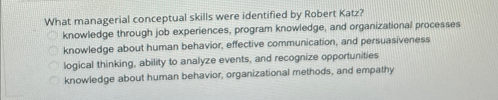 Solved What managerial conceptual skills were identified by | Chegg.com