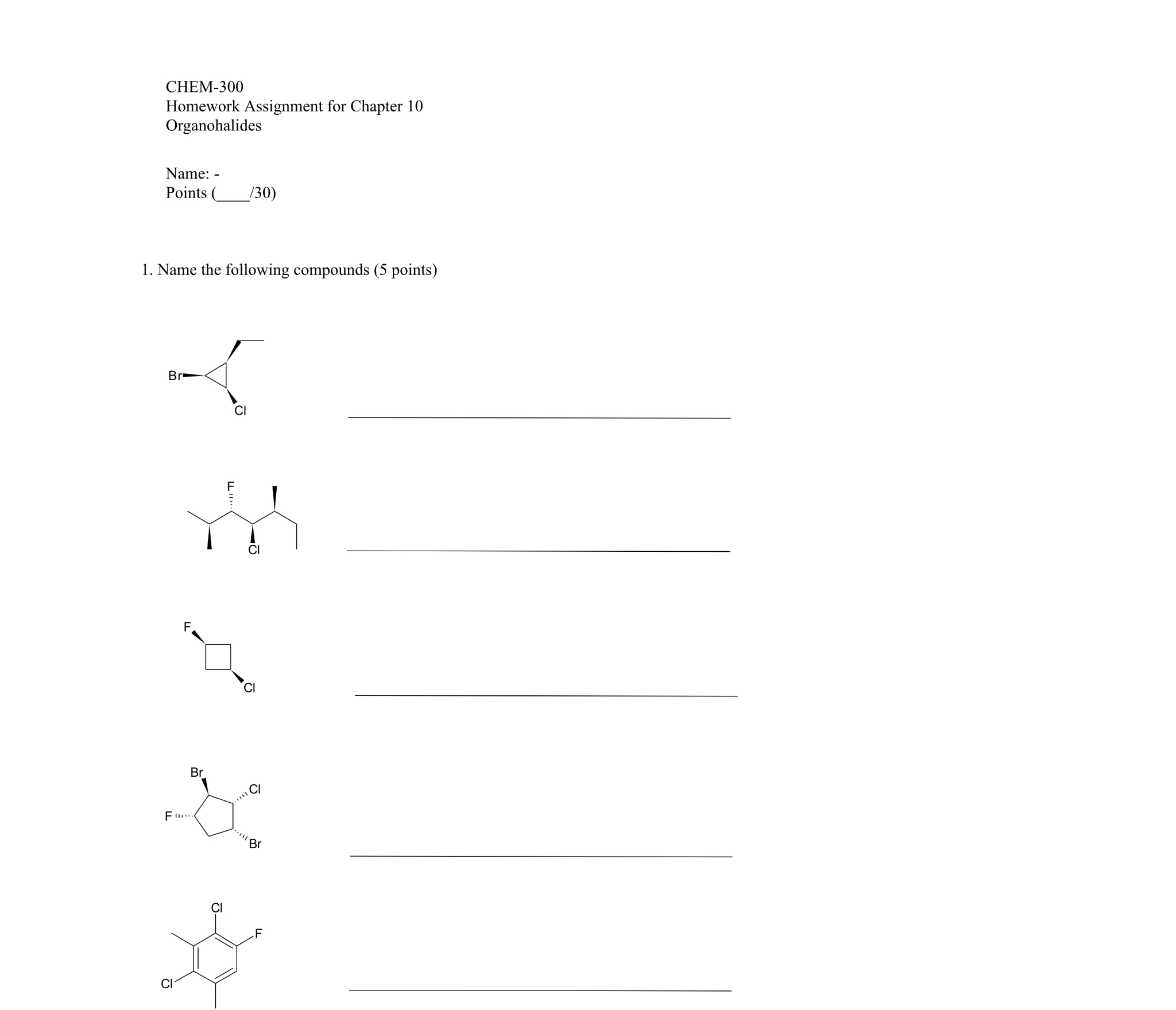 Solved CHEM-300Homework Assignment for Chapter 10 | Chegg.com