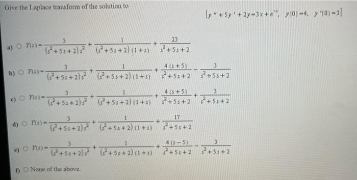 Solved Give the Laplace transform of the solution to | Chegg.com