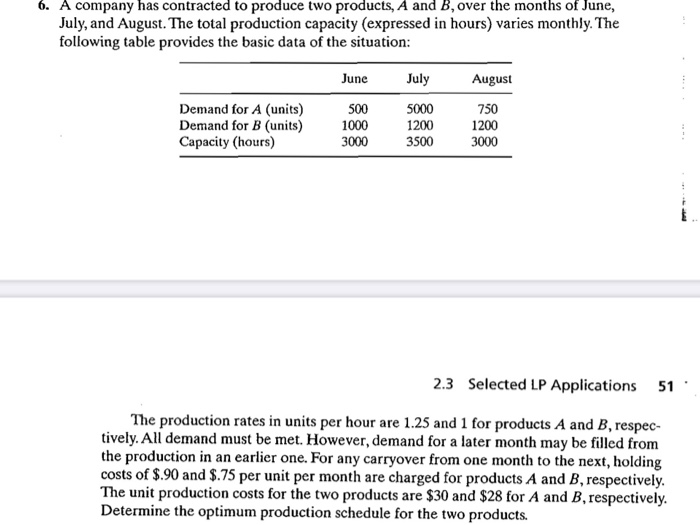 Solved 6. A company has contracted to produce two products, | Chegg.com
