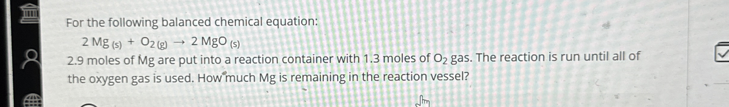 Solved For the following balanced chemical | Chegg.com