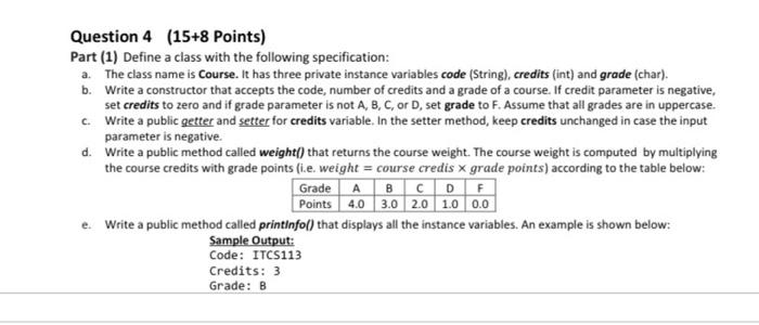 Solved Question 4 158 Points Part 1 Define A Class With 
