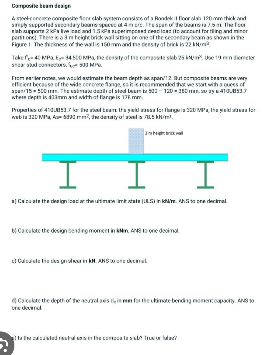 Solved Composite beam designA steel-concrete composite floor | Chegg.com