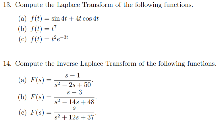 Solved Compute the Laplace Transform of ﻿the following | Chegg.com