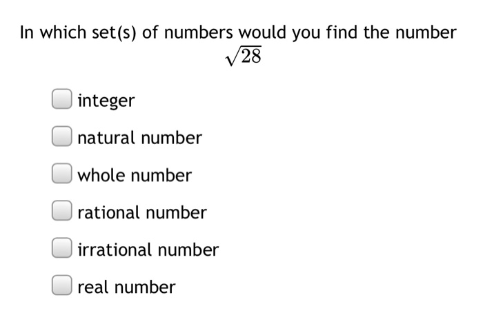 Solved In which set(s) of numbers would you find the number | Chegg.com